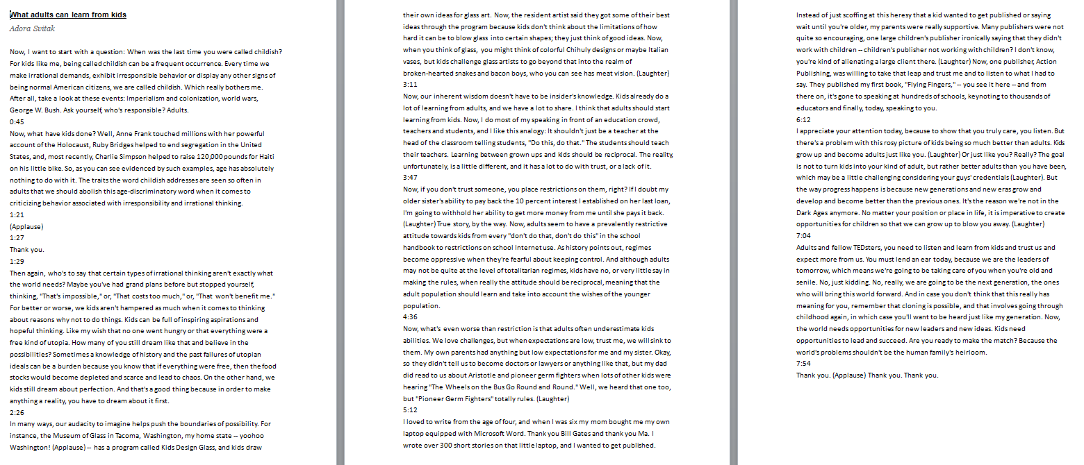 Sample Declamation 1 – Adora Svitak’s Speech – Asian Debate League