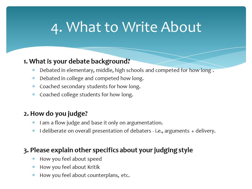 2. How to write judge paradigm – Asian Debate League