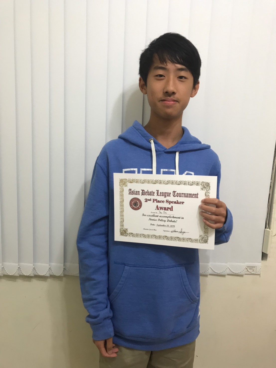 2019-09-22 ADL Tournament Winners are Ryan Bu & Alva Tang (NCX); Ashley ...